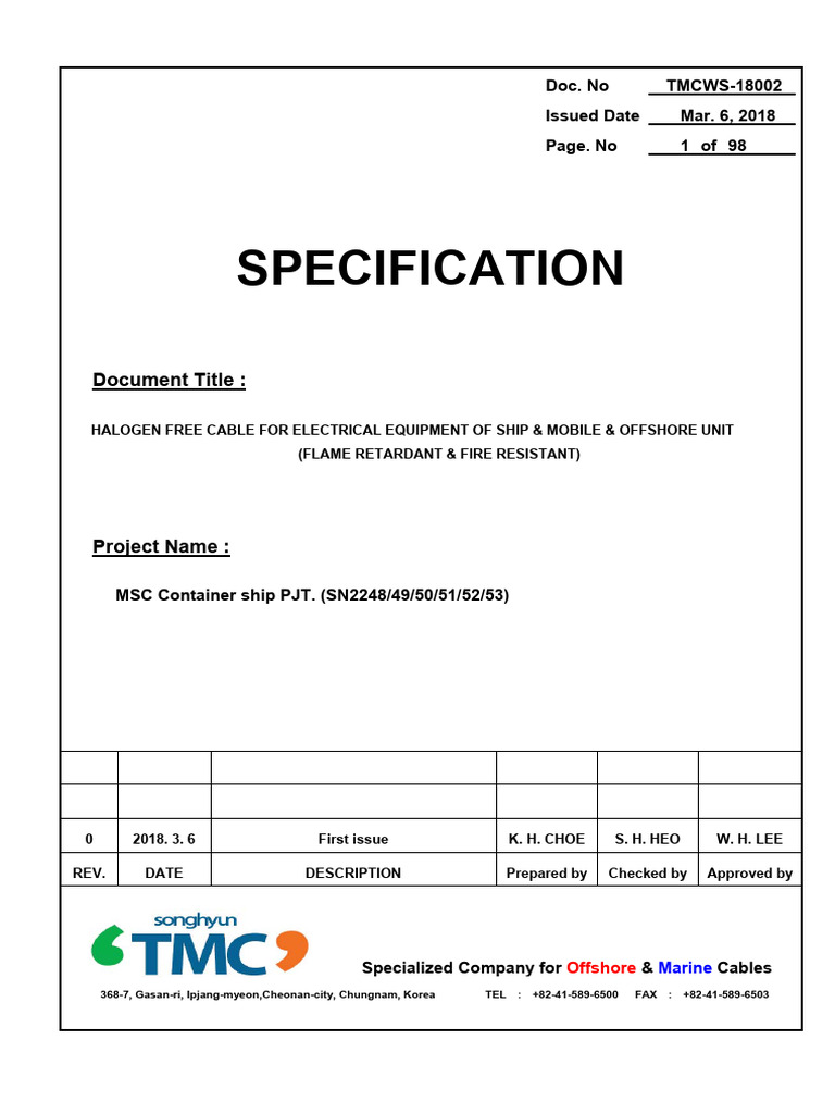 SN2248 TMC Cable Specification | PDF | Insulator (Electricity ...