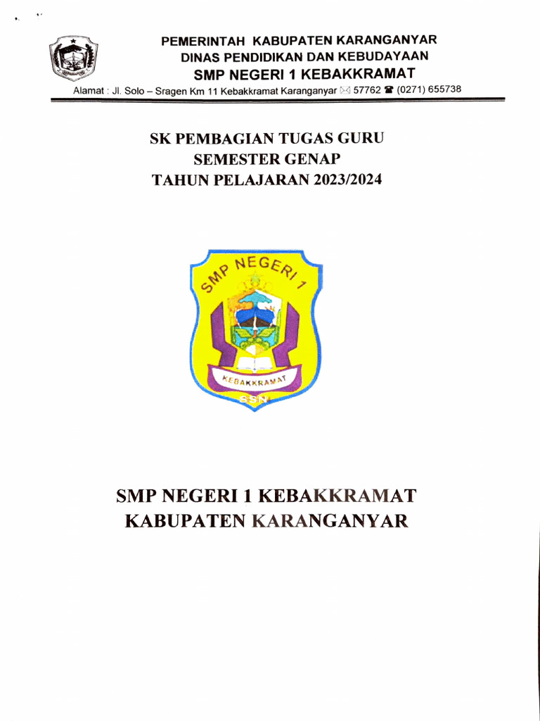 SK Pembagian Tugas Genap 23-24 New | PDF