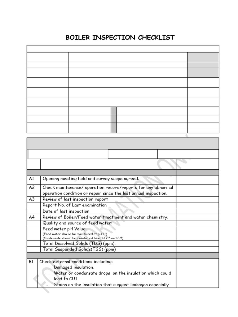Boiler Survey Check List2 | PDF | Valve | Boiler