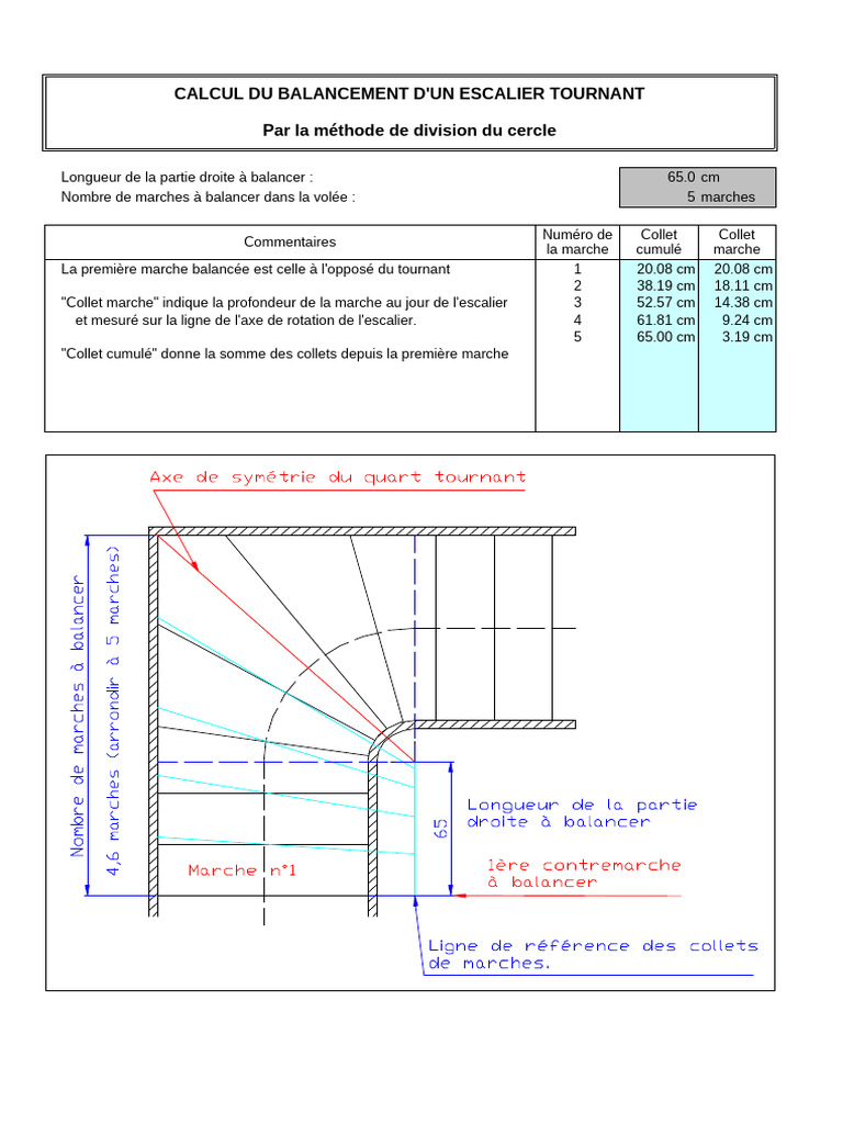 9 Feuille de Calcul Du Balancement D'un Escalier Tournant Par La Méthode de Division Du Cercle | PDF