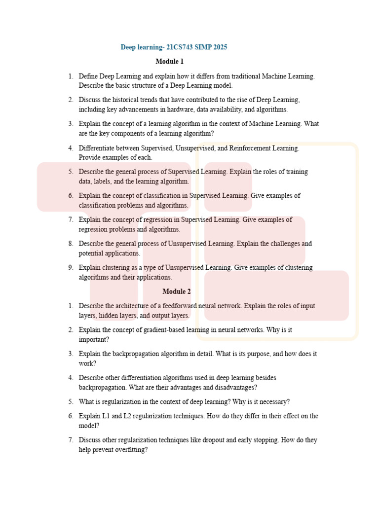 Deep Learning Simp 21cs743 | PDF | Deep Learning | Artificial Neural Network