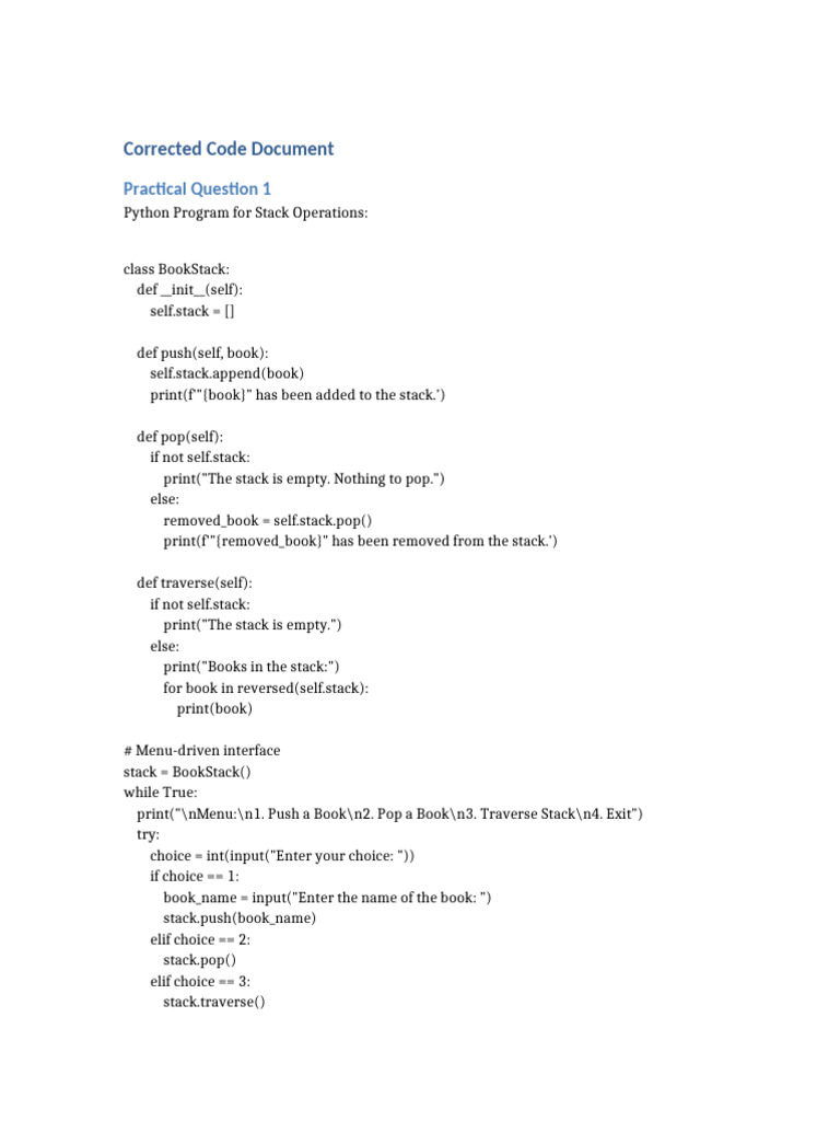 Corrected Code Document Updated | PDF | Text File | Computing