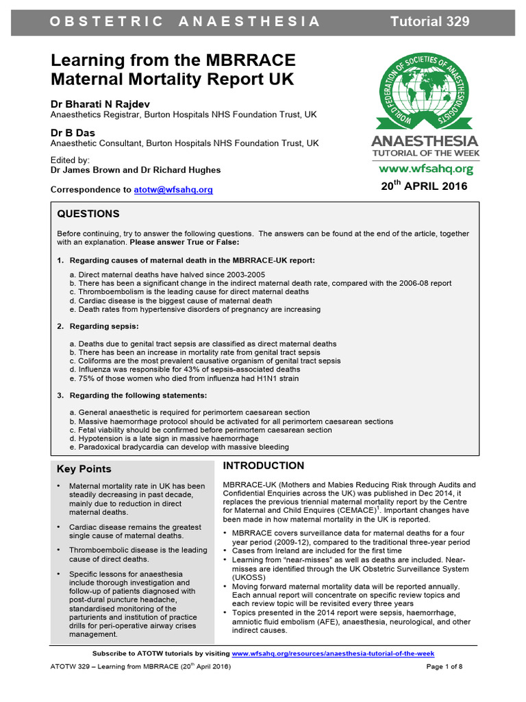 Learning From The MBRRACE Maternal Mortality Report UK | PDF | Maternal ...