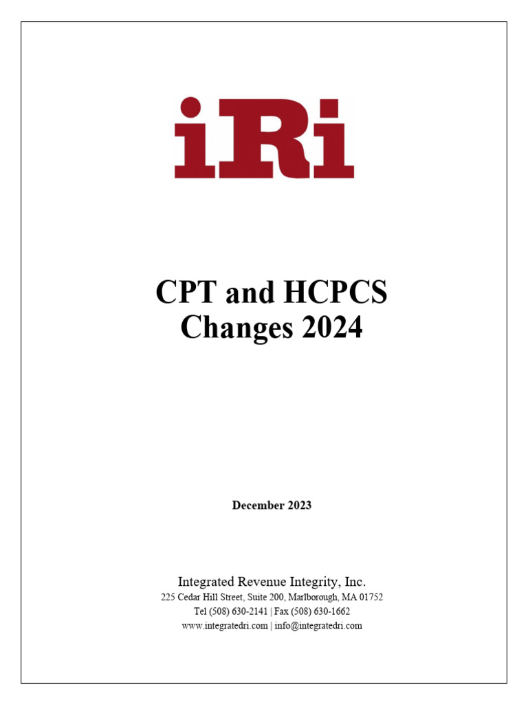 CPT-and-HCPCS-Changes-2024-Manual-002 | PDF | Patient | Hospital