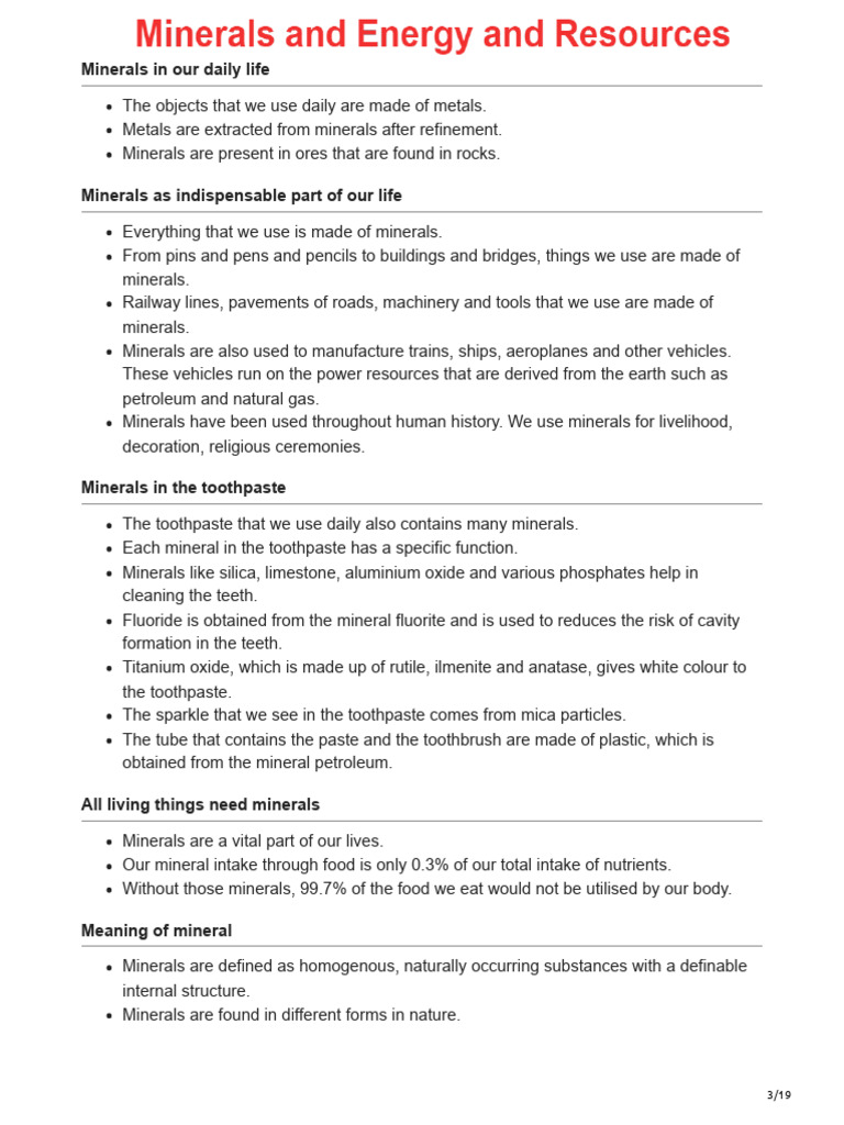 Minerals and Energy Resources Notes Final | PDF | Coal | Energy Development