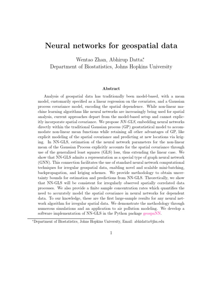 Neural Networks Geospatial Data | PDF | Ordinary Least Squares | Artificial Neural Network