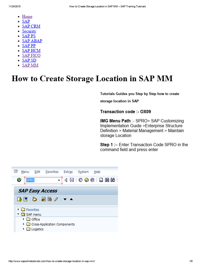 6 How To Create Storage Location in SAP MM - SAP Training Tutorials | PDF | Computer ...