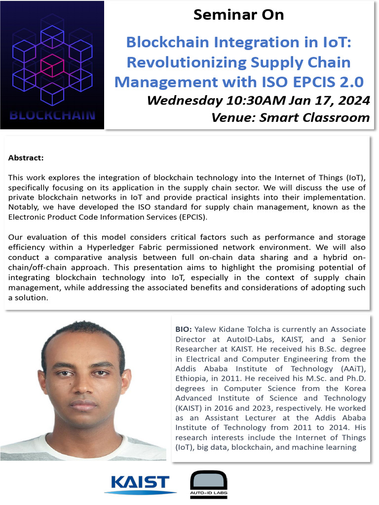 Dr Yalew Kidane Tolcha Seminar Blockchain Integration in IoT | PDF | Internet Of Things | Computing