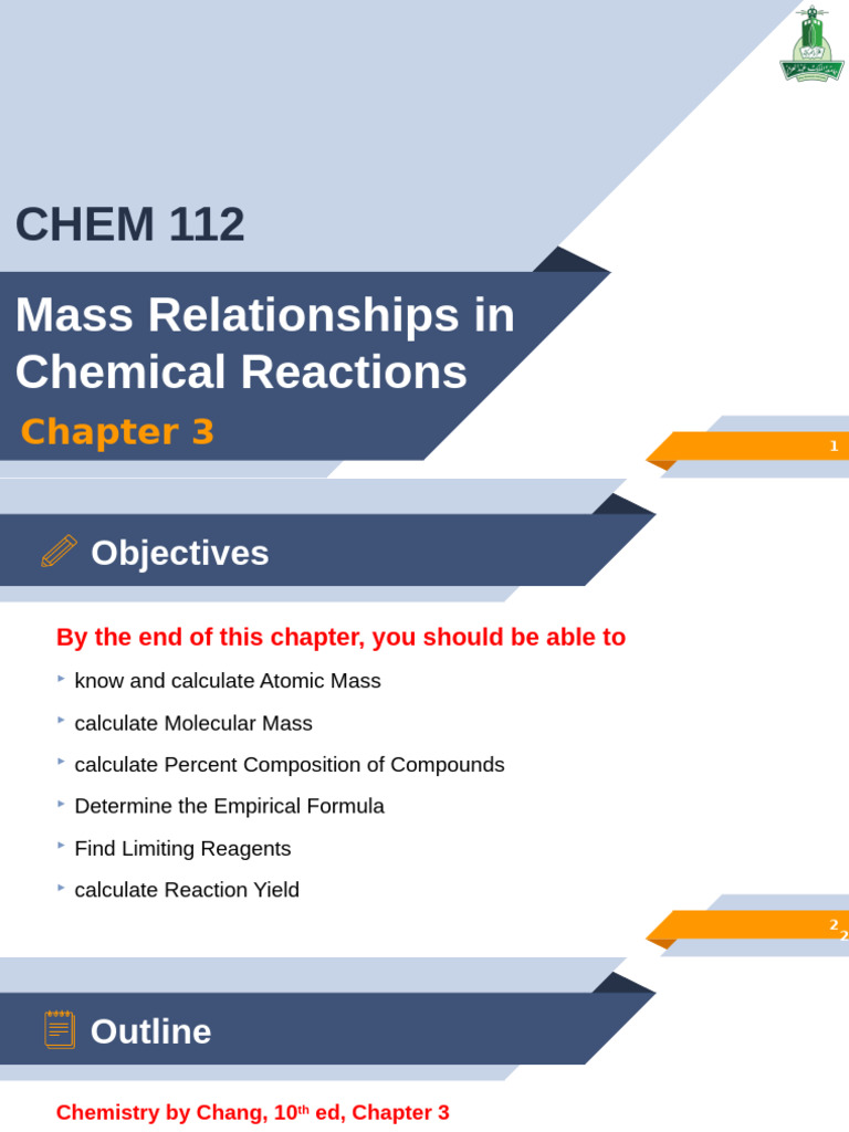 CHEM 112 - CH 3 - 1st 2023 | PDF | Mole (Unit) | Physical Quantities