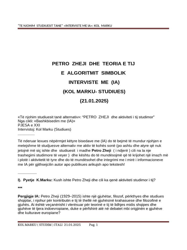 Petro Zheji Dhe Teoria e Tij e Teoria e Tij e "Algotitmit Simbolik ...