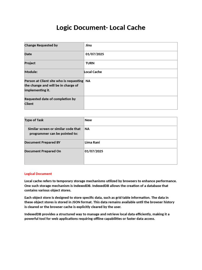 Logic Document_localCache | PDF