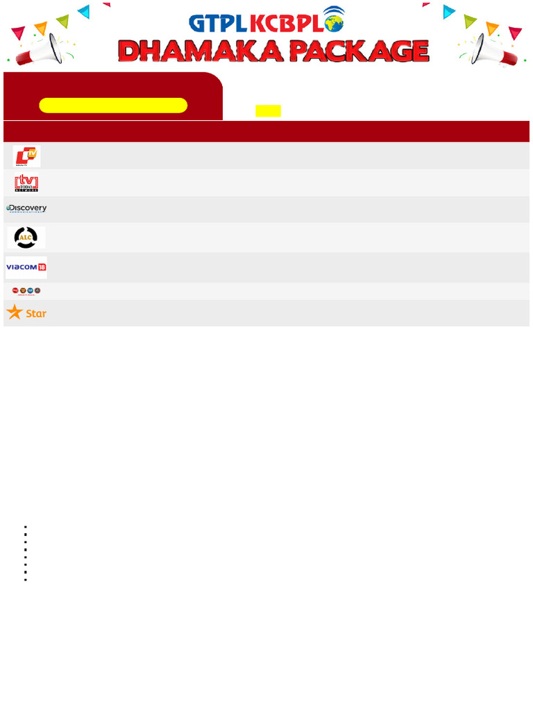 GTPL KCBPL Channel Subscription Options | PDF | Mass Media | Cable ...