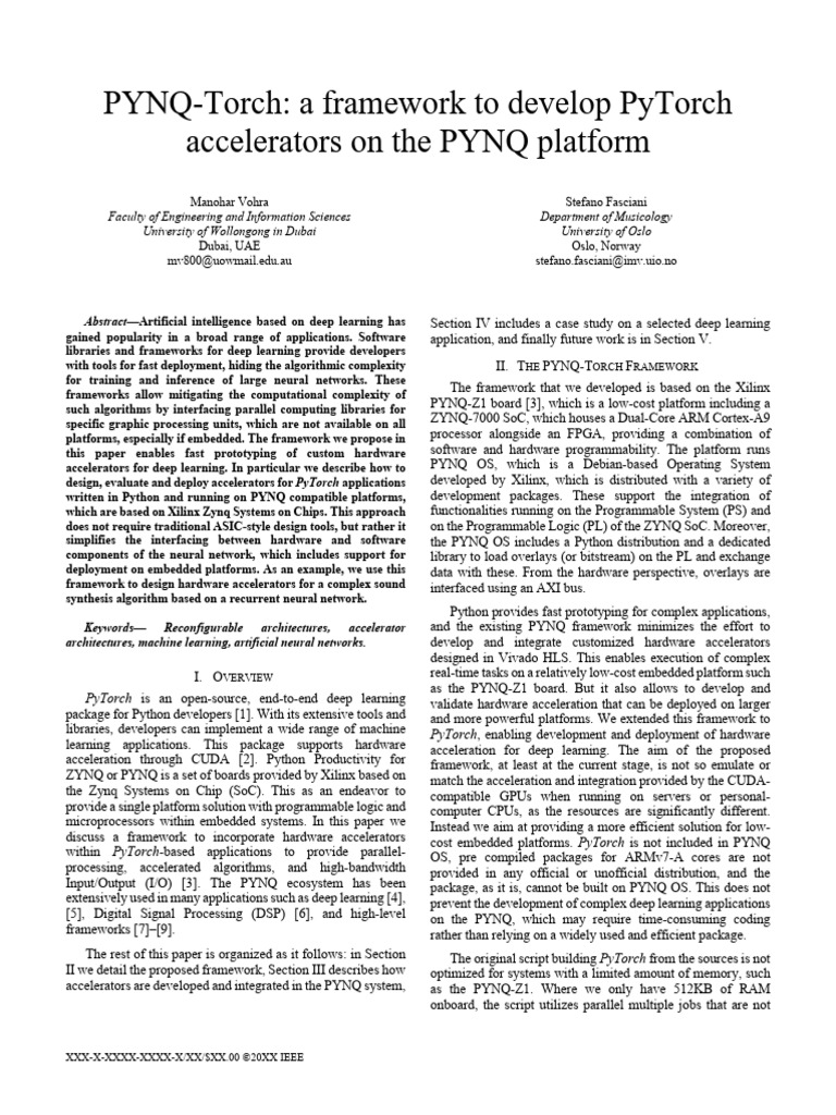PYNQ Torch SubmittedManuscript | PDF | System On A Chip | Computing