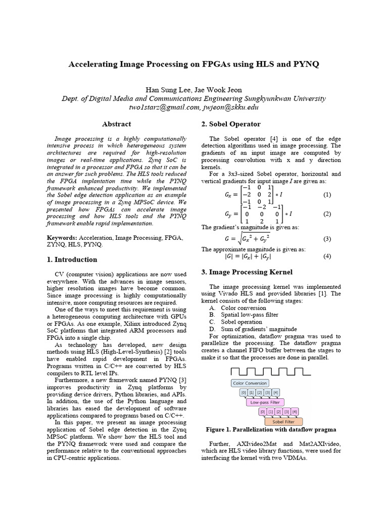 Accelerating Image Processing On Fpgas Using Hls And Pynq Pdf Field Programmable Gate Array 4216