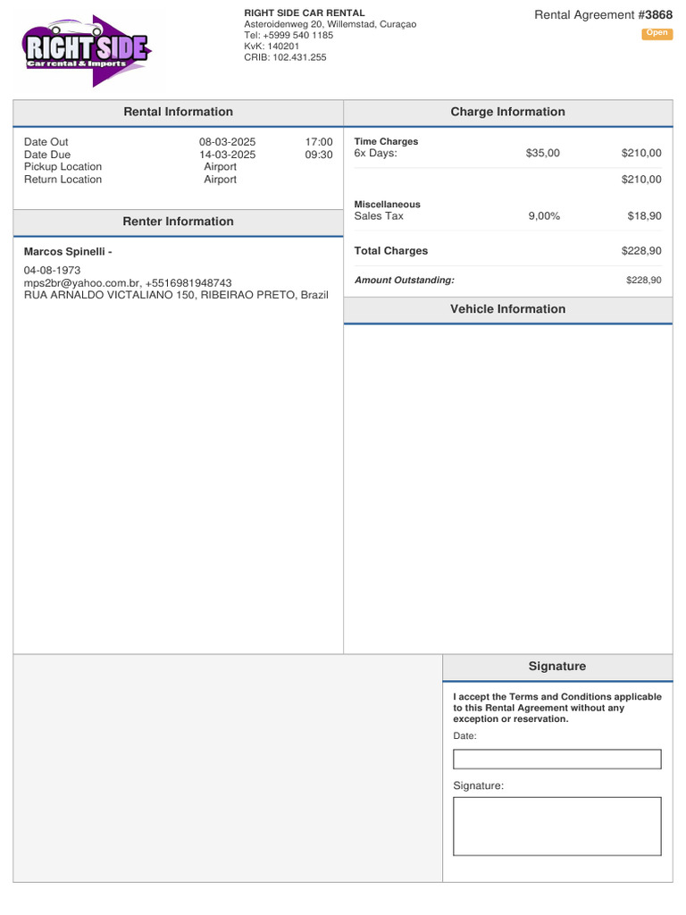 Rental Agreement 3868 | PDF