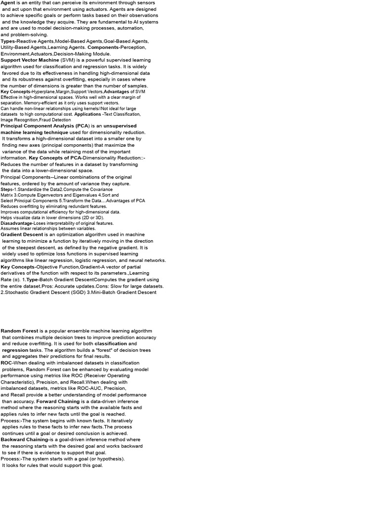 Agent Cheat Sheet in AIML | PDF | Principal Component Analysis ...