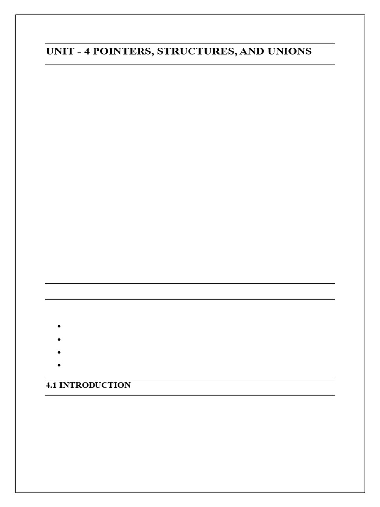 Unit IV - Pointers, Structures, and Unions | PDF | Pointer (Computer Programming) | Integer ...