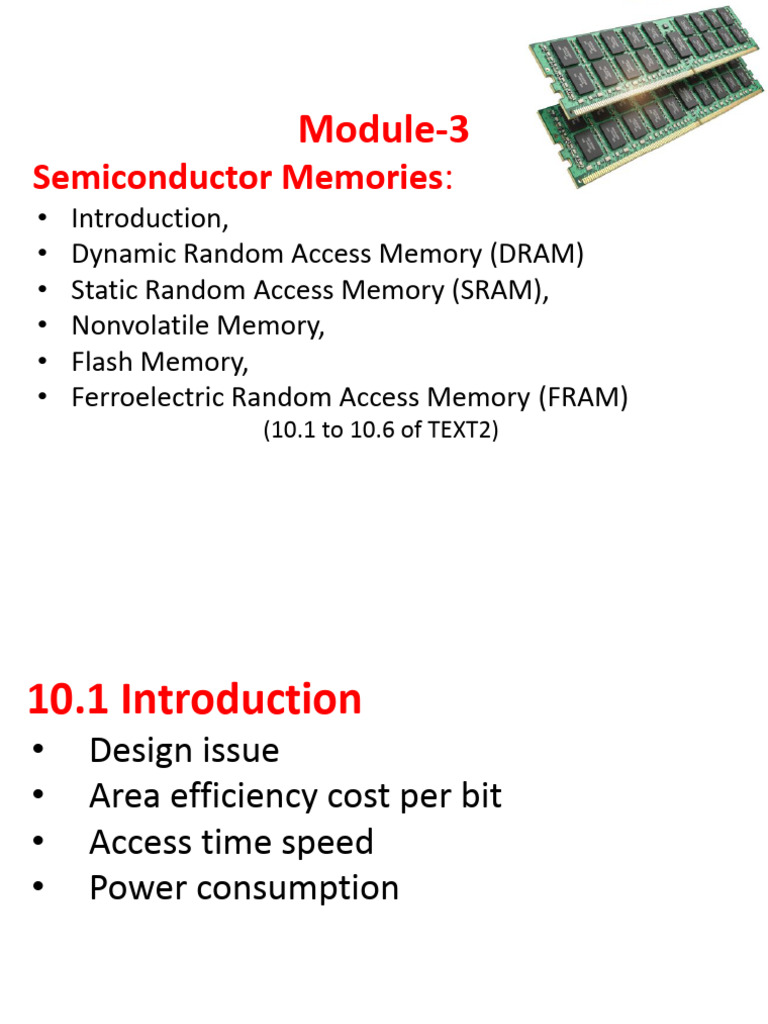 VLSI&Testing_MODULE3_ALTER.pptx | PDF | Dynamic Random Access Memory | Cmos