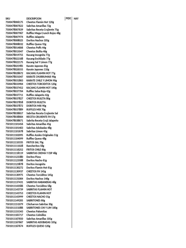 Conteos_sabritas | PDF