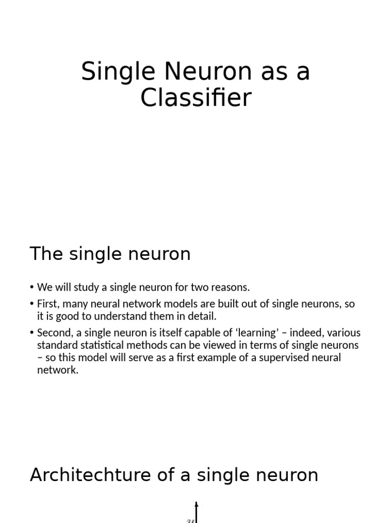 Single Neuron as a Classifier | PDF | Artificial Neural Network | Algorithms