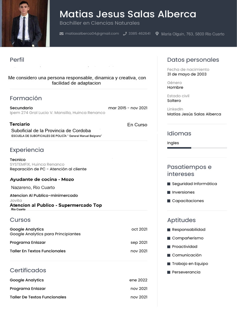 CV Matias Jesus Salas Alberca | PDF