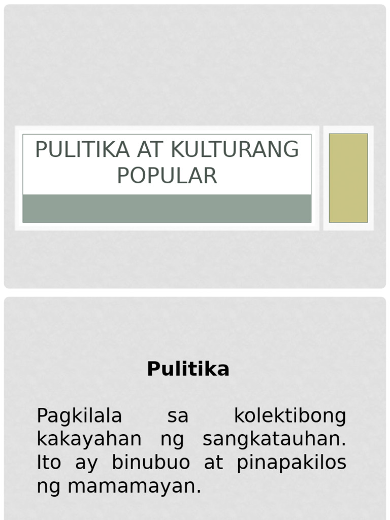 Pulitika at Kulturang Popular | PDF