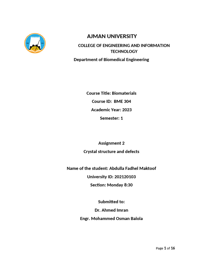Assignment 2 Crystal Structure And Defects Pdf Dislocation