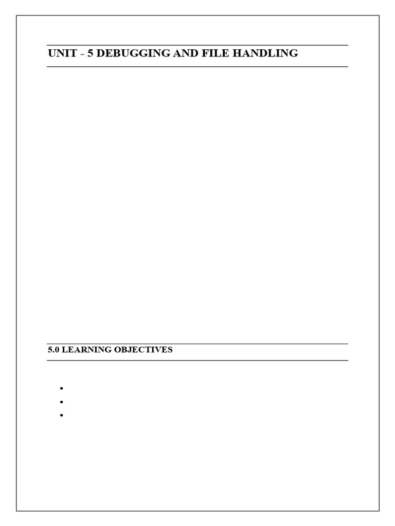 Unit V - Debugging and File Handling | PDF | Software Testing ... Unit V - Debugging and File Handling | PDF | Software Testing ...