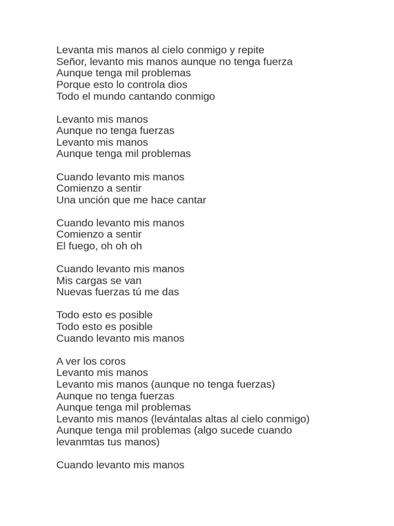 Levanto Mis Manos: Canción de Fe | PDF