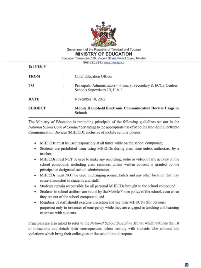 Memo - Mobile Hand-Held Electronic Communication Devices Usage in ...