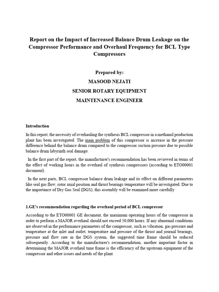 GE Compressor BCL Series Balance Drum Leakage 1735025891 | PDF | Gases ...