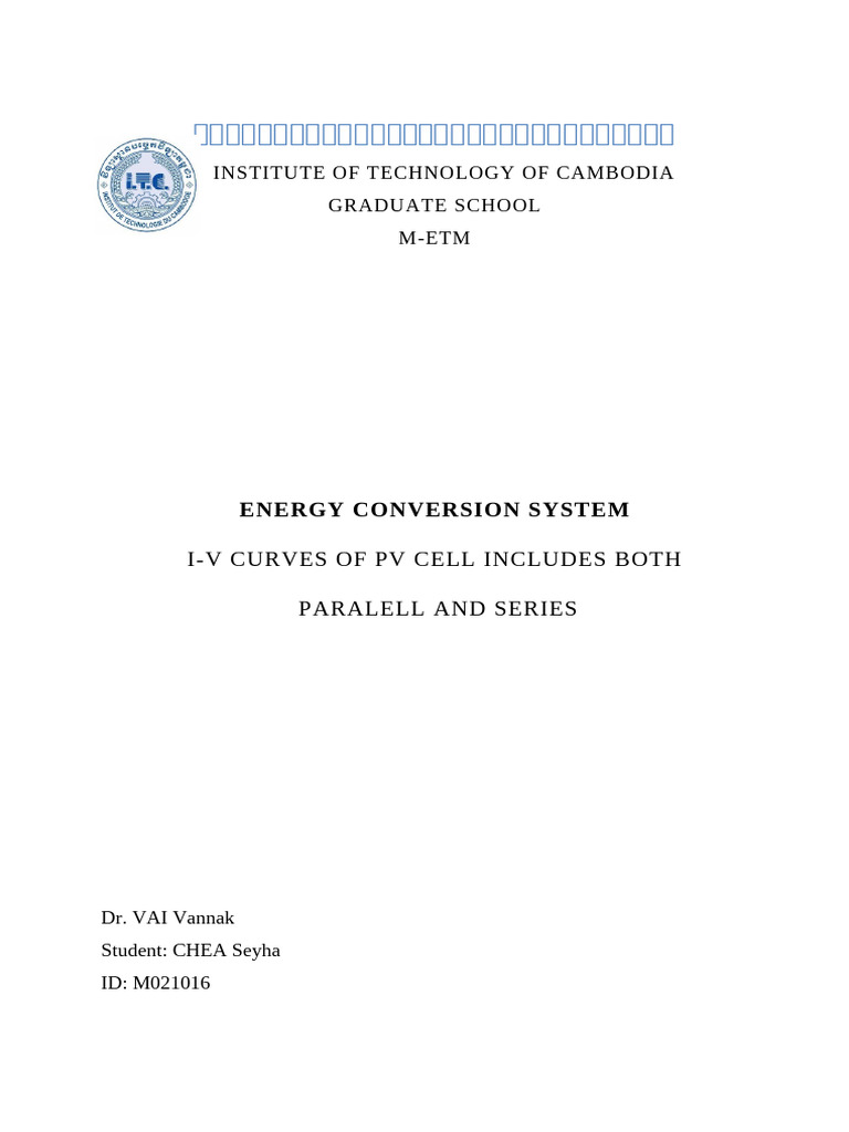 I-V CURVES Assignment01 (CHEA - Seyha) | PDF | Series And Parallel Circuits | Electrical Engineering