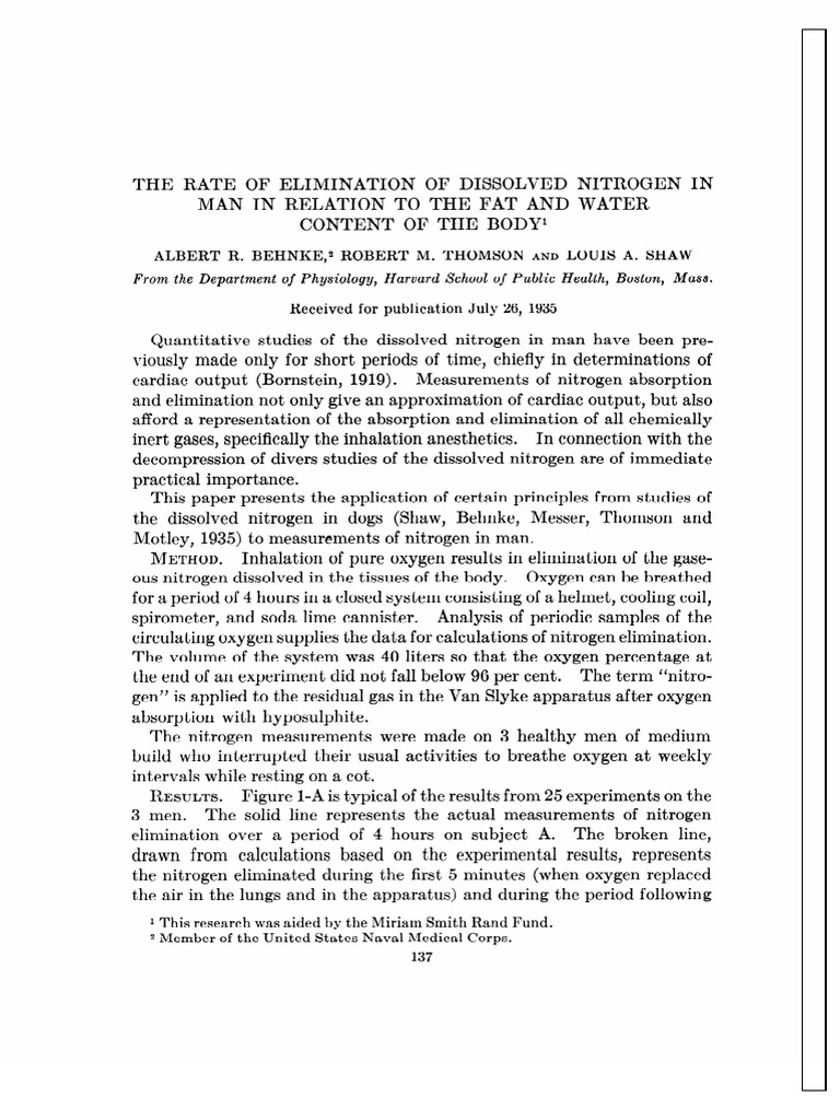 Nitrogen Elimination in Human Body | PDF | Solubility