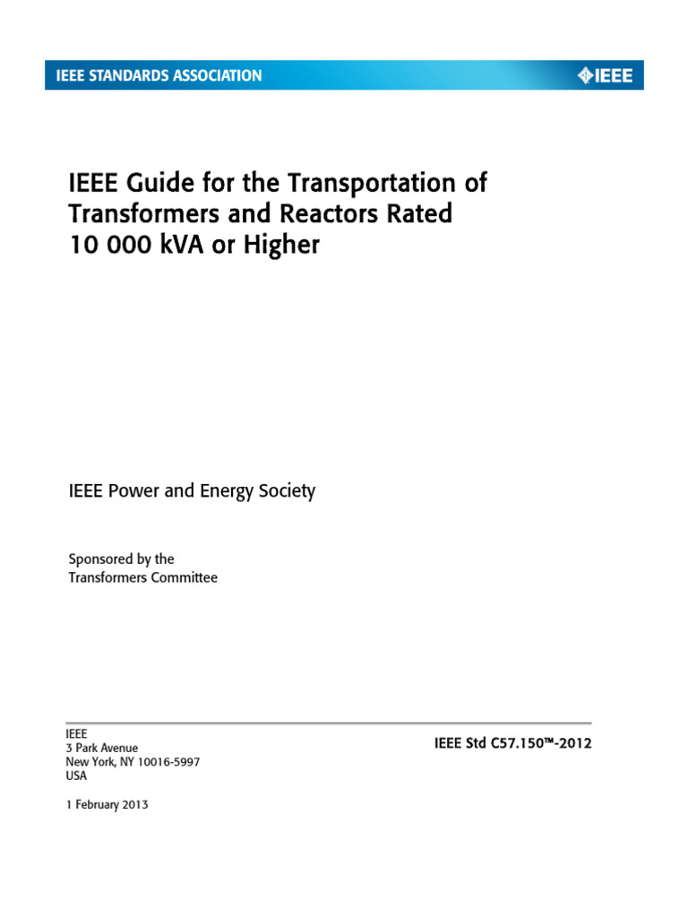 IEEE Guide For The Transportation of Transformers and Reactors Rated 10 ...