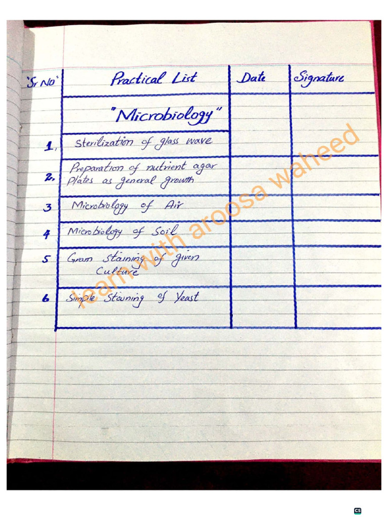 Microbiology Practical Note Book | PDF