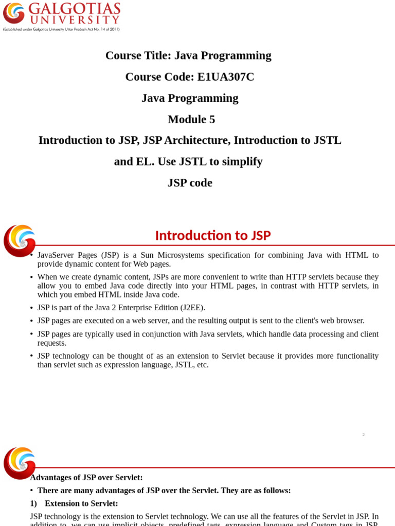 Module_5_Introduction to JSP_ JSTL and EL | PDF | Java (Programming ... Module_5_Introduction to JSP_ JSTL and EL | PDF | Java (Programming ...