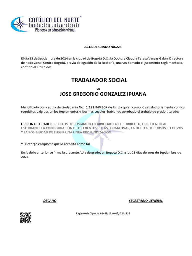 Grado en Trabajo Social Bogotá 2024 | PDF