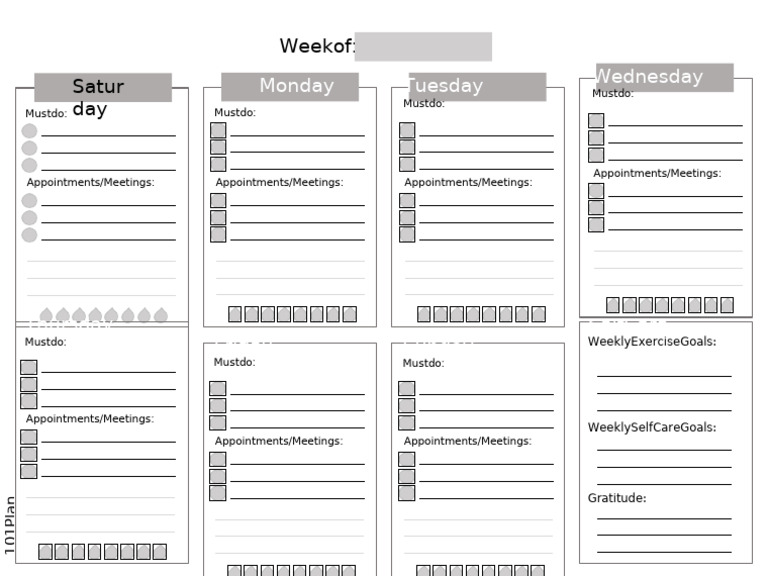 Weekly Planner and Self-Care Goals | PDF
