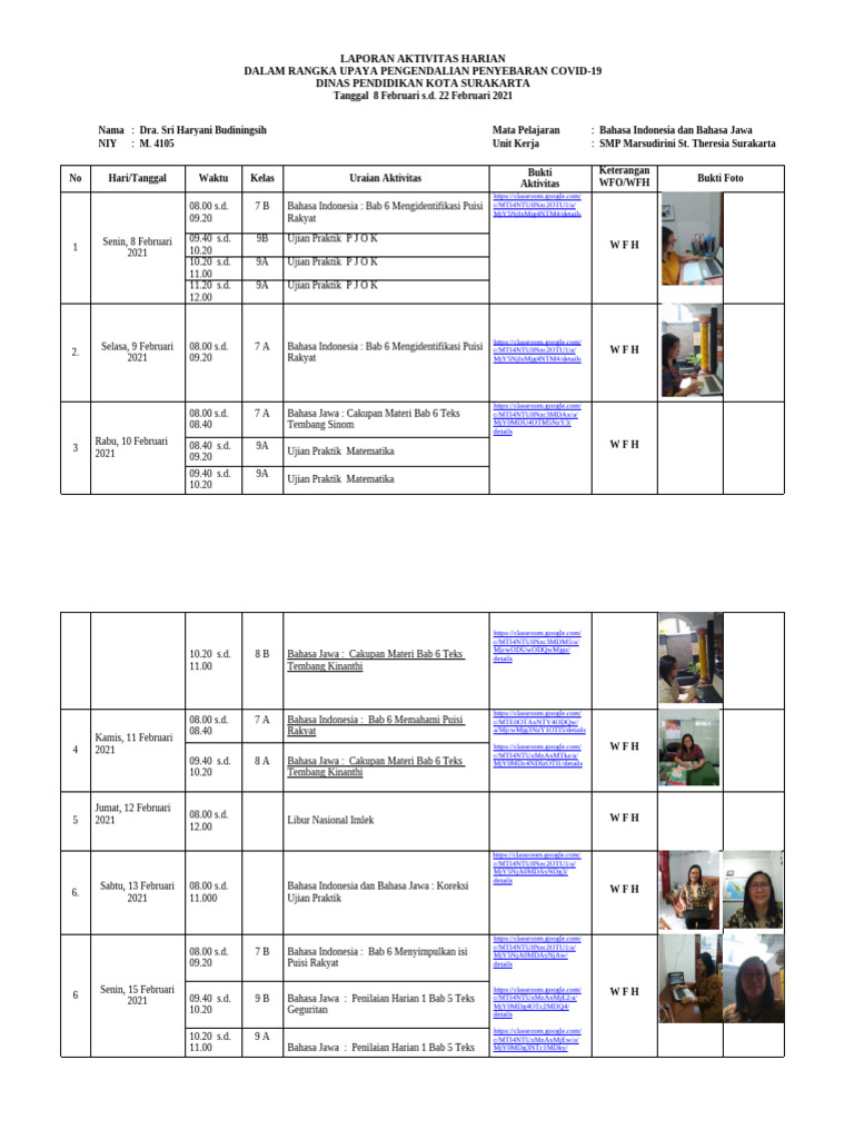 2. Laporan WFO-WFH | PDF