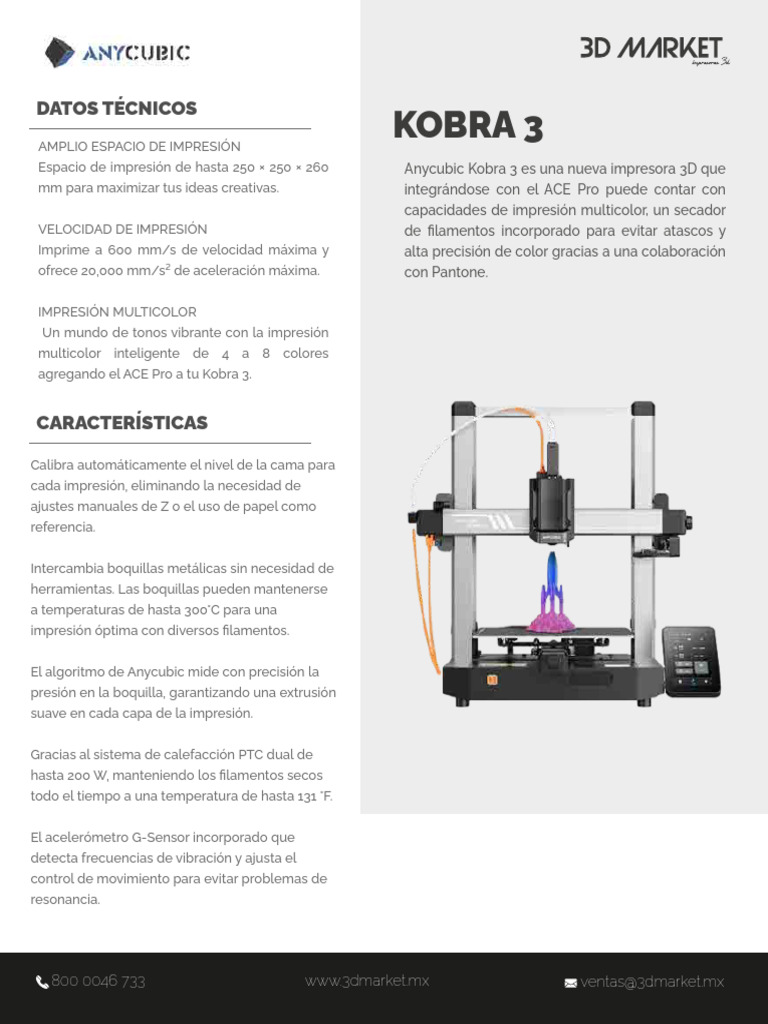 Ficha Tecnica Kobra 3 Anycubic | PDF