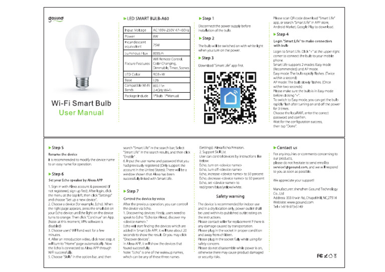 User Manual For Smart Bulb | PDF