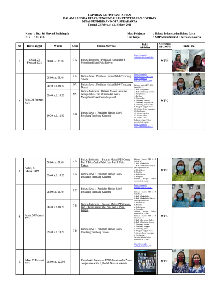 3. Laporan WFO-WFH | PDF