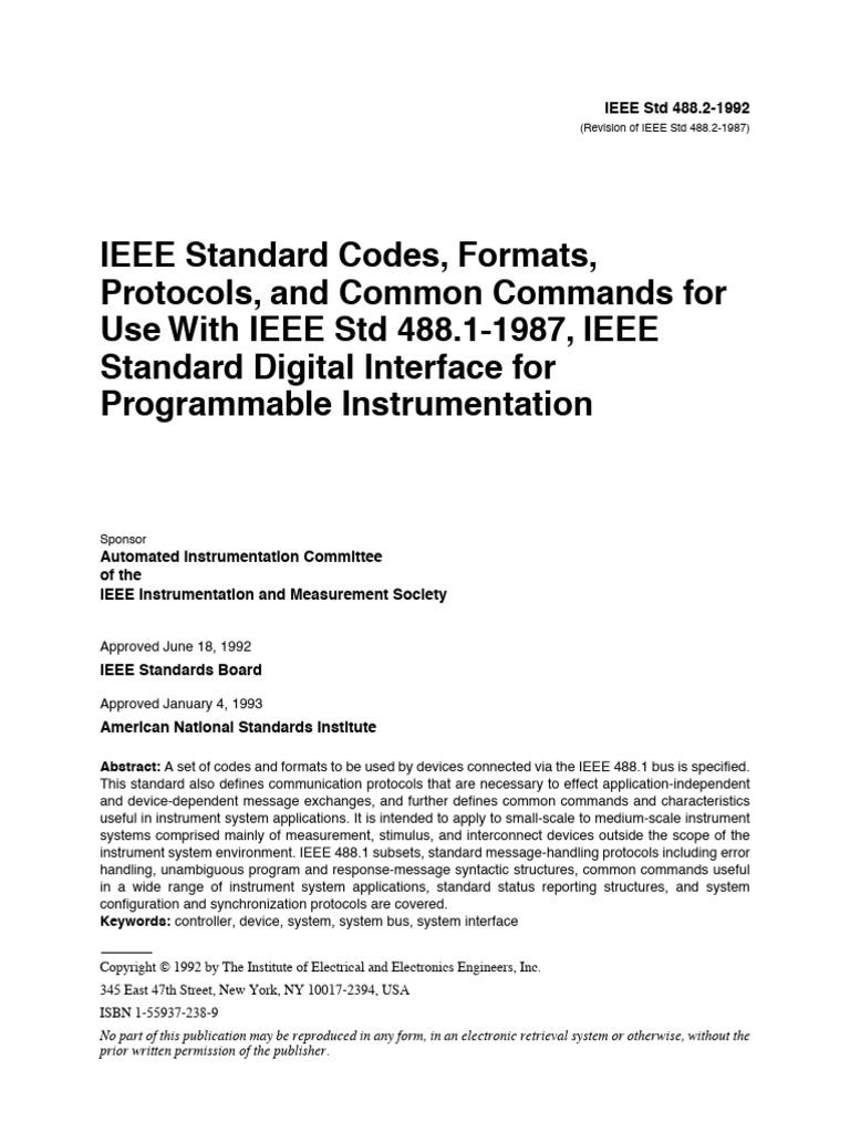 IEEE Std. 488.2-1987 | PDF | Osi Model | Syntax