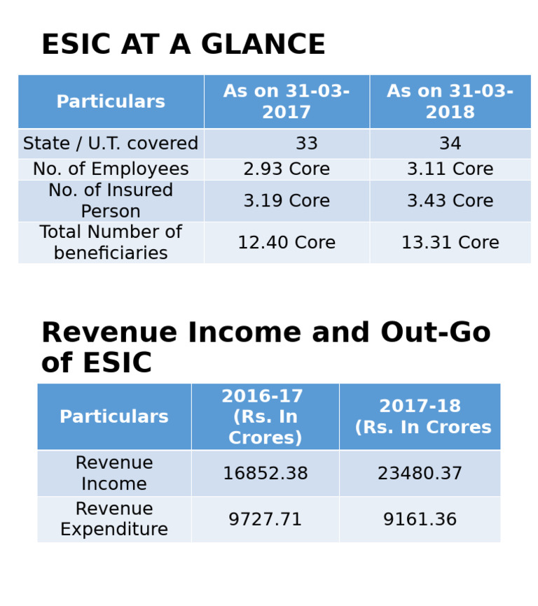 ESIC AT A GLANCE 2 | PDF