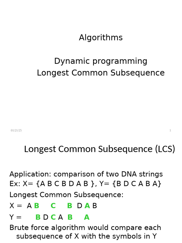 algorithm_lecture 07_LCS | PDF | Computer Science | Applied Mathematics