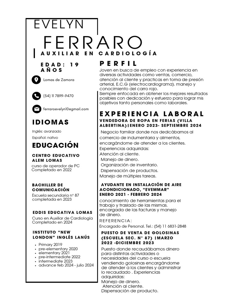 CV Evelyn Ferraro | PDF | Business | Economias
