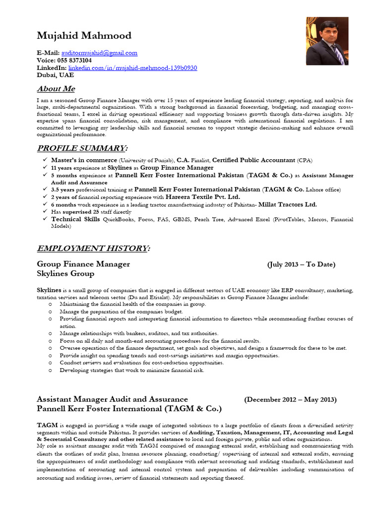 Mujahid CV | PDF | Audit | Accounting