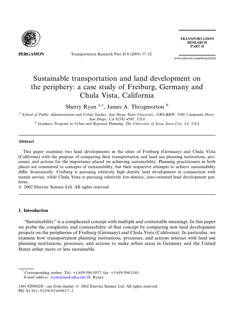 Sustainable Transportation and Land Development On The Periphery: A ...