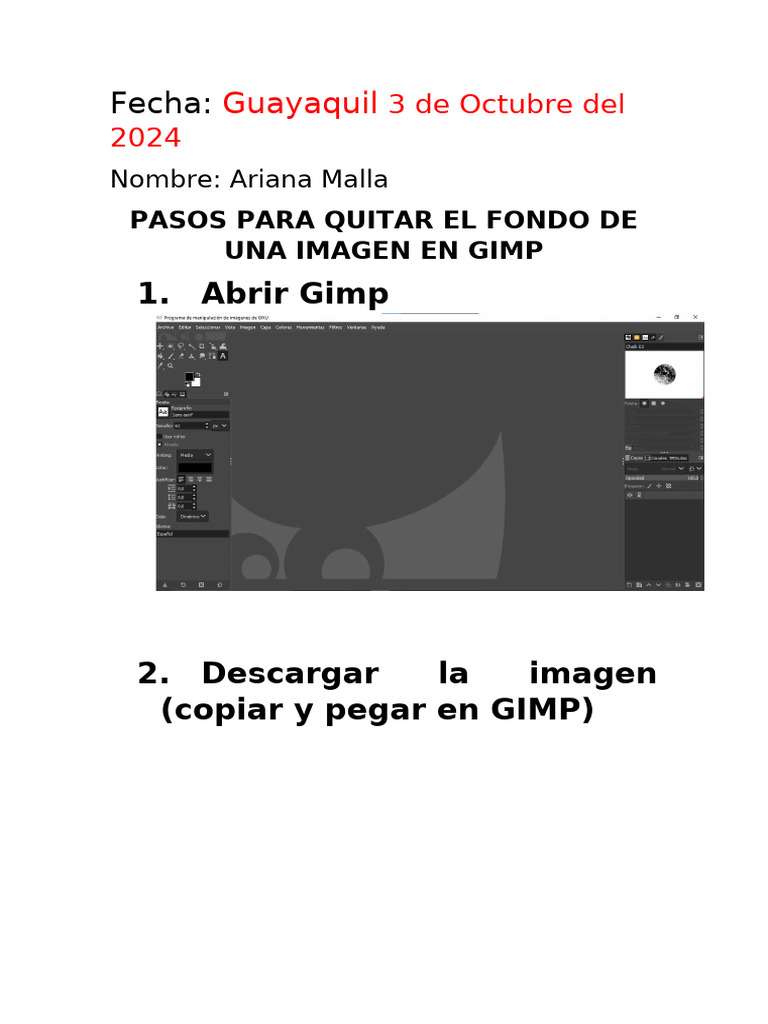 QUITAR FONDO EN GIMP - Docx Ariana | PDF