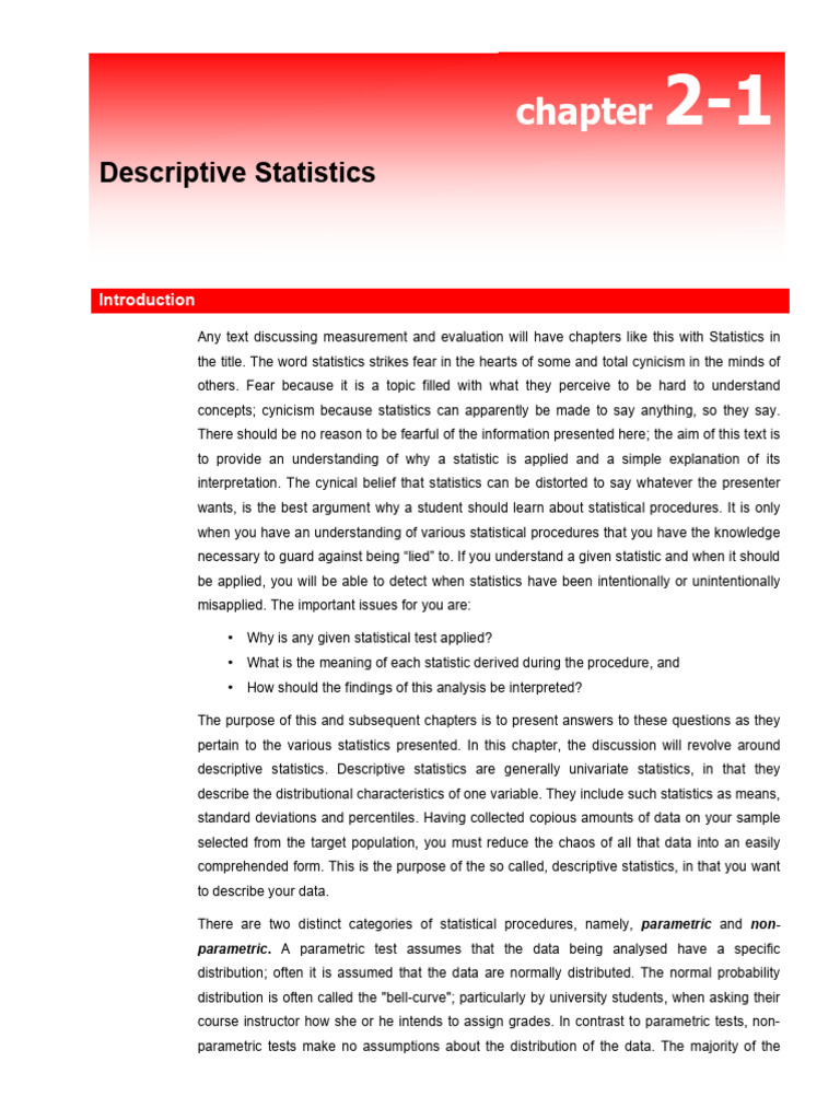 Chap 2-1 Descriptive Statistics | PDF | Standard Deviation | Median